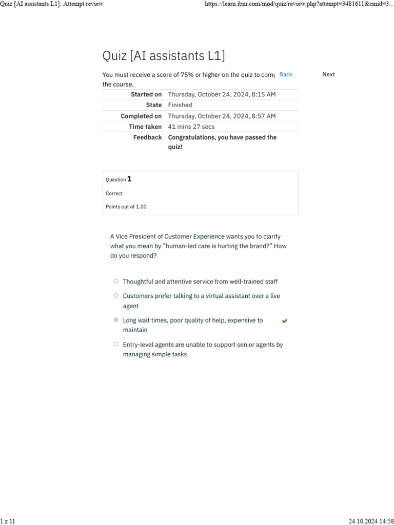 AI Assistants Level 1 Quiz Review | PDF | Artificial Intelligence ...