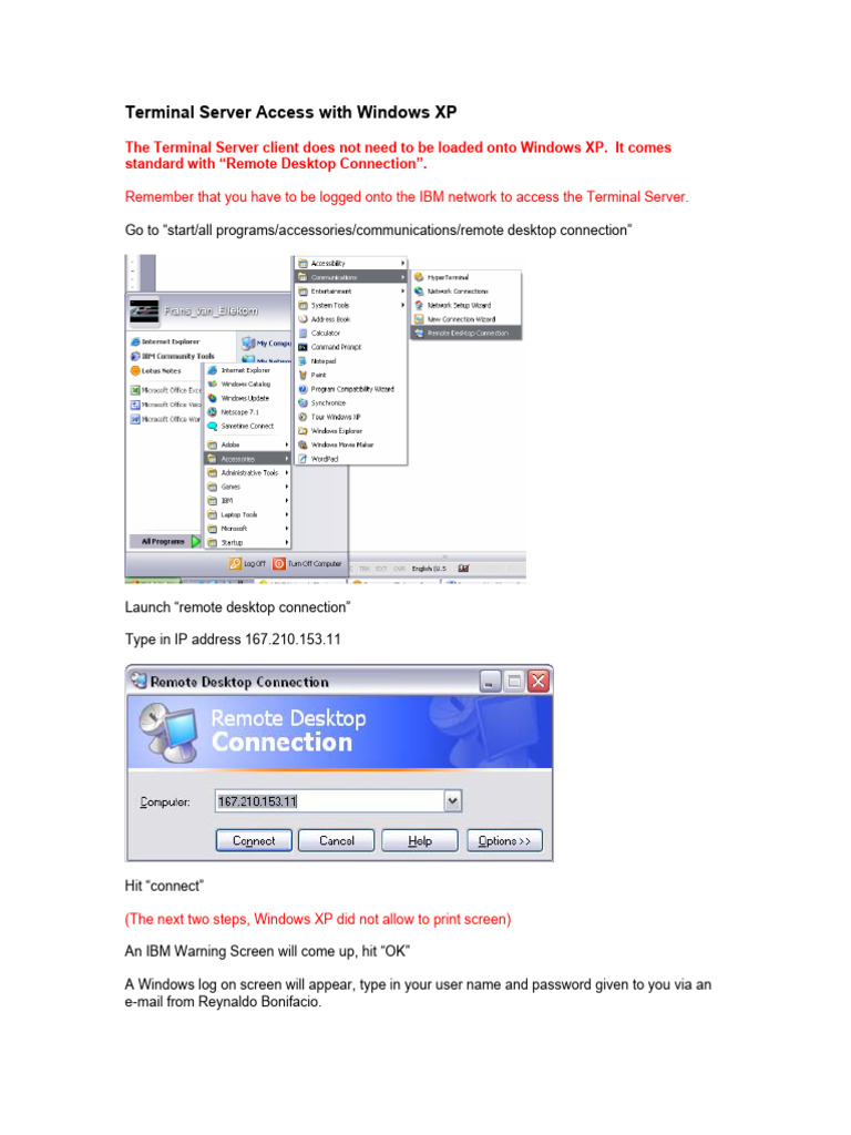 Terminal Server Access With Windows XP v2 | PDF
