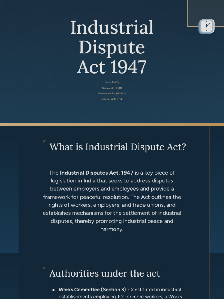 Overview of the Industrial Disputes Act 1947 | PDF | Employment ...