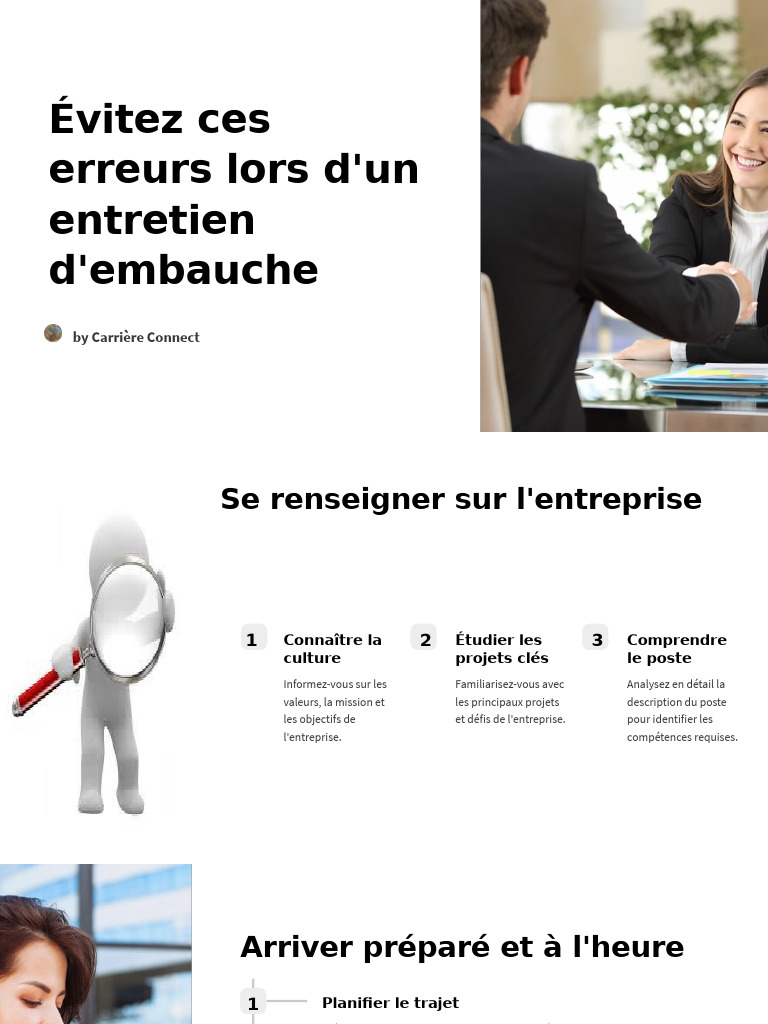 Erreurs à éviter en entretien d'embauche | PDF | Psychologie sociale ...