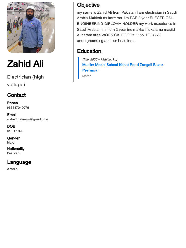 Zahid Resume 855 | PDF