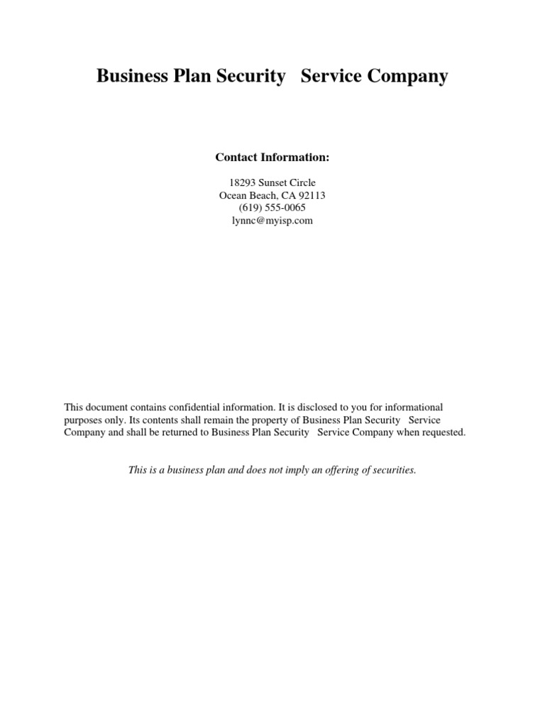 Business Plan Security Co | PDF | Strategic Management | Revenue