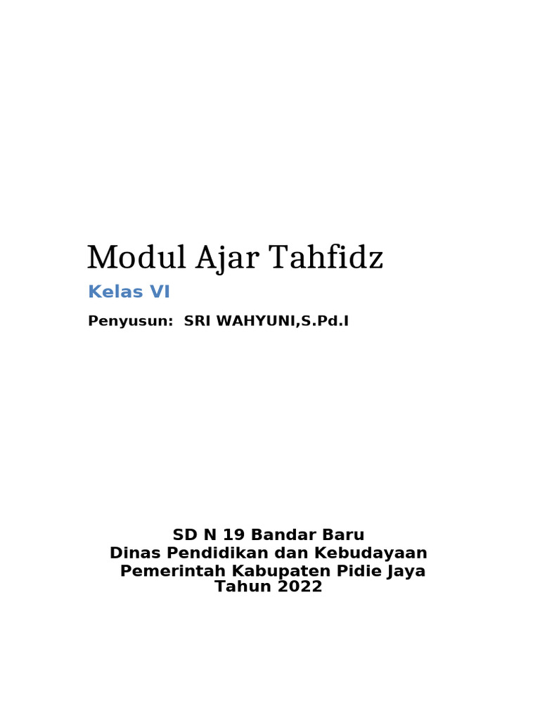 Modul Ajar Tahfidz Barudz-Merdeka Belajar | PDF