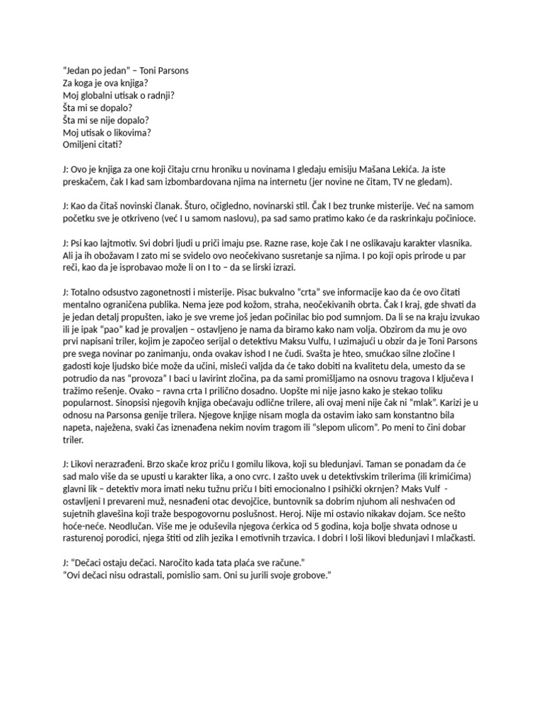 Jedan Po Jedan | PDF