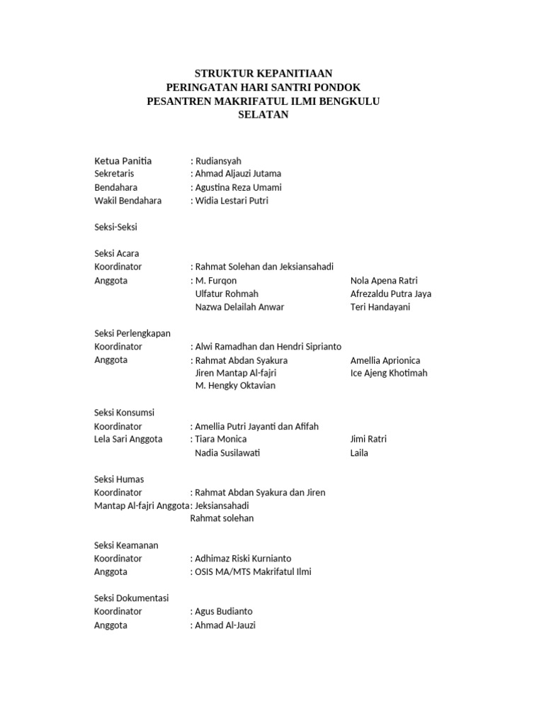Struktur Kepanitiaan | PDF