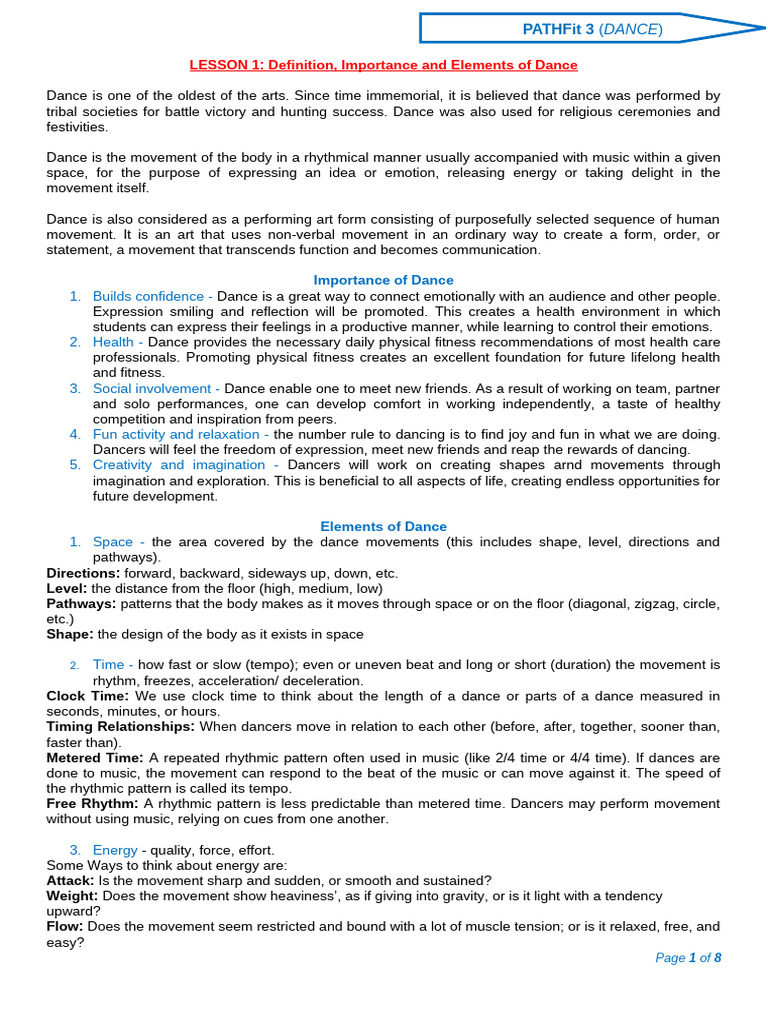 Dance Lesson 1 5 | PDF | Dances | Rhythm