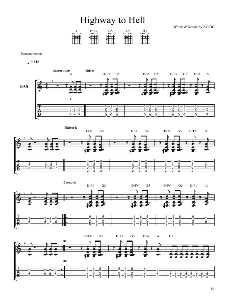 ACDC - Highway To Hell | PDF | Rock Music | Chess