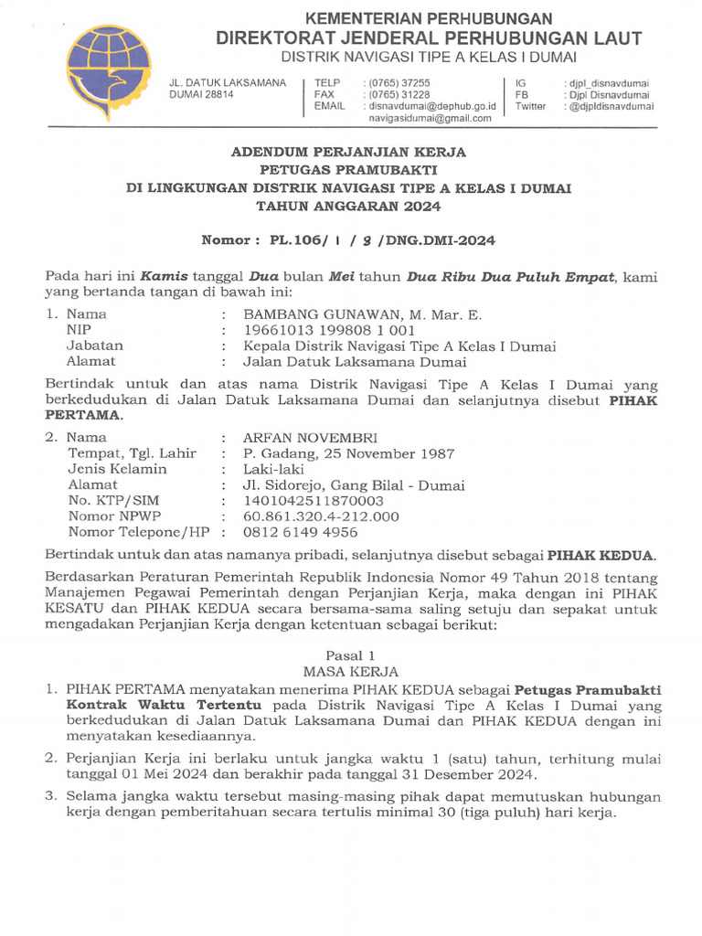 SK Tahun 2024 Perubahan Arfan | PDF