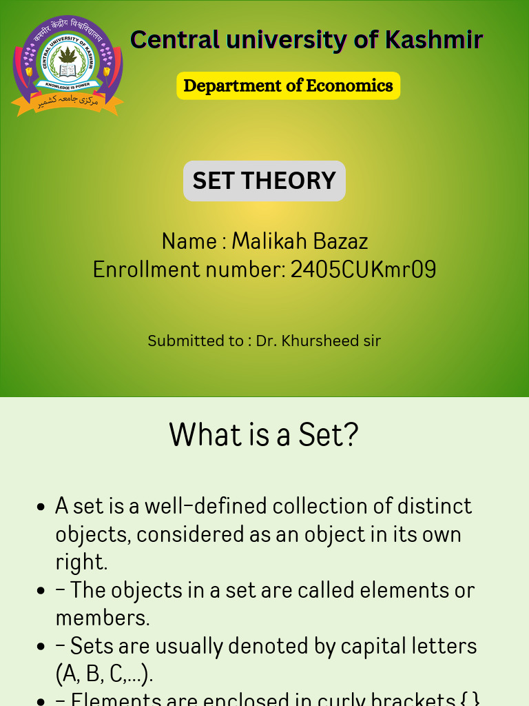 Set Theory Presentation | PDF