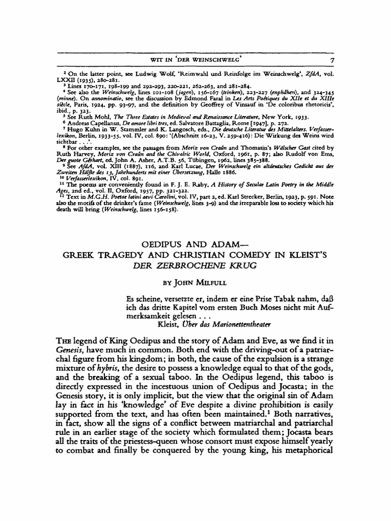 Oedipus and Adam in Kleist's Work | PDF | Oedipus Complex | Religious ...