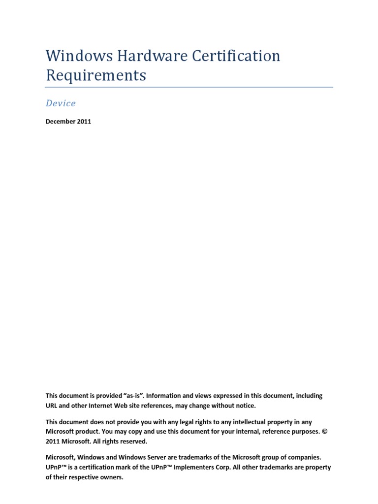 Windows8 Hardware Cert Requirements Device | PDF | License ...