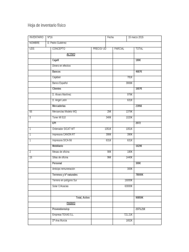 Inventario | PDF | Dinero