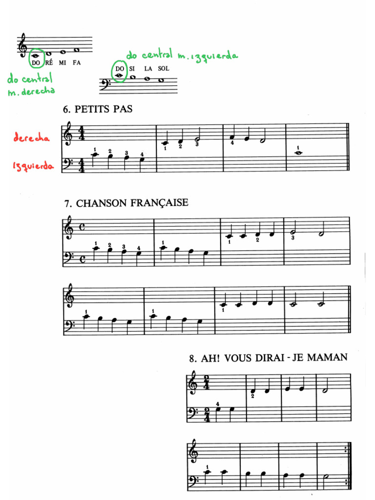 Ejercicios para Piano Inicial | PDF
