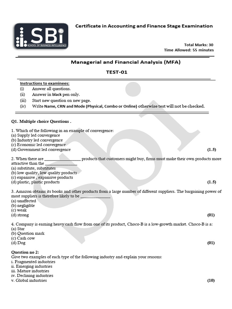 Mfa 1 QP | PDF | Financial Economics | Business Economics