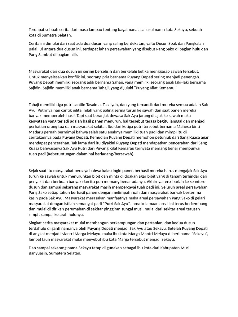 Terdapat Sebuah Cerita Dari Masa Lampau Tentang Bagaimana Asal Usul ...