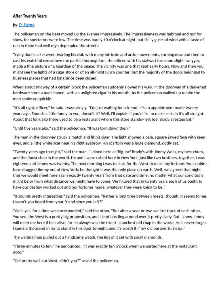 After Twenty Years | PDF | Mystery, Thriller & Crime Fiction | Poetry