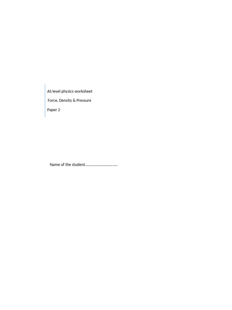 Force Density Pressure P2 QP | PDF