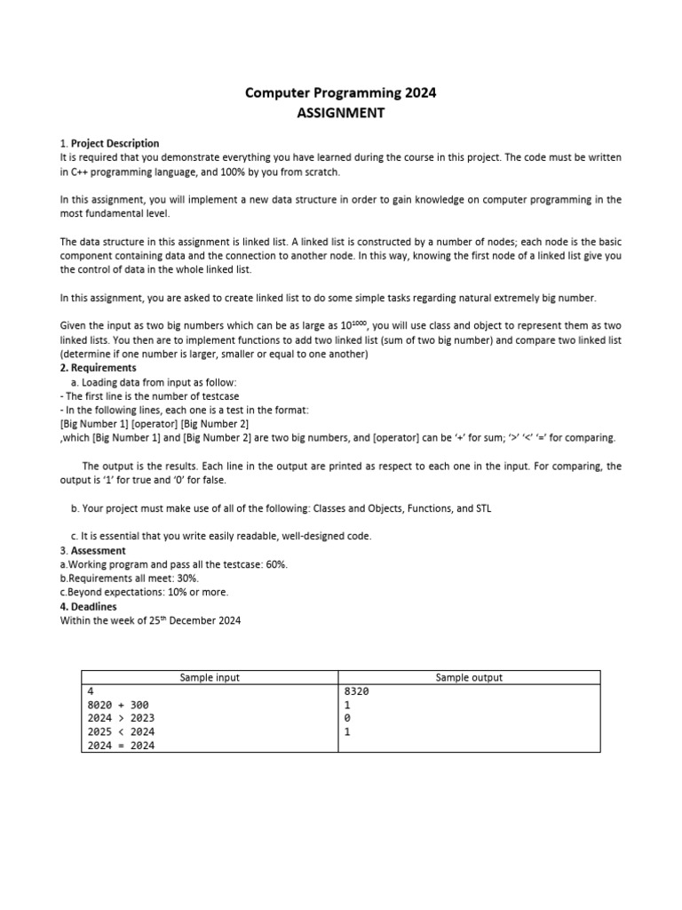 Assignment Computer Programming 2024 | PDF Assignment Computer Programming 2024 | PDF