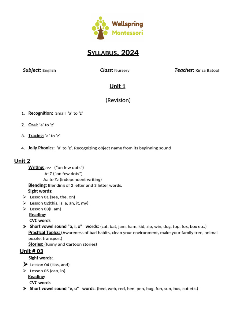 Class 3 English Syllabus Overview | PDF | Fruit | Foods