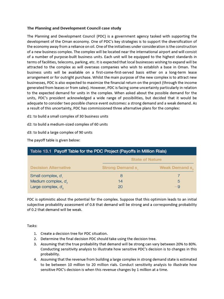Planning and Development Council Case Study - Decision Tree | PDF | Probability | Economies