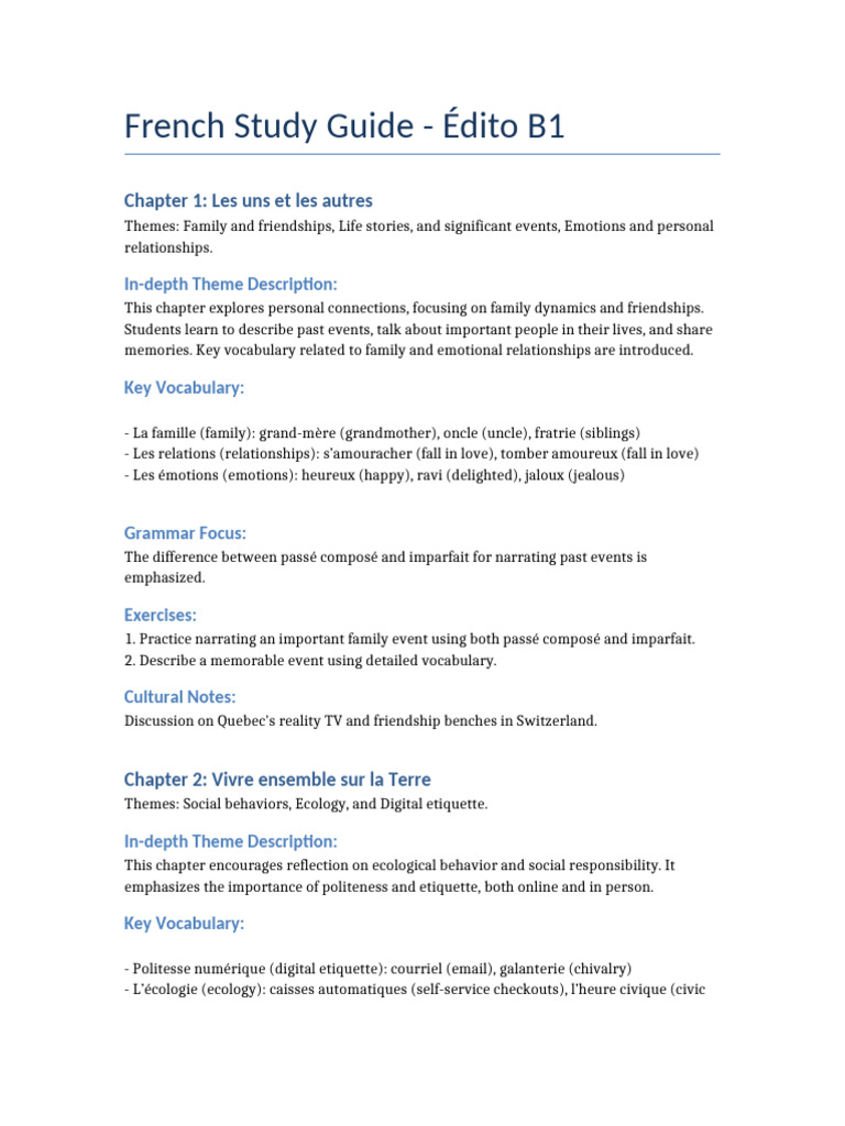 French Study Guide Edito B1 | PDF | Psychology | Social Psychology
