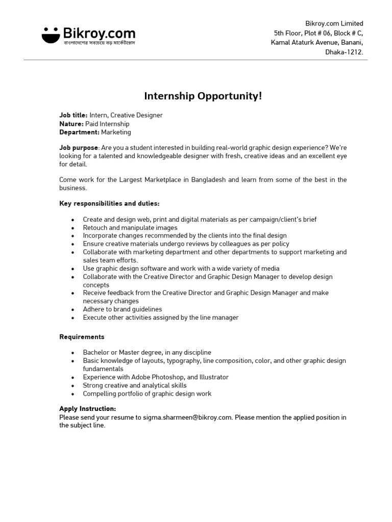 Intern - Creative Designer | PDF