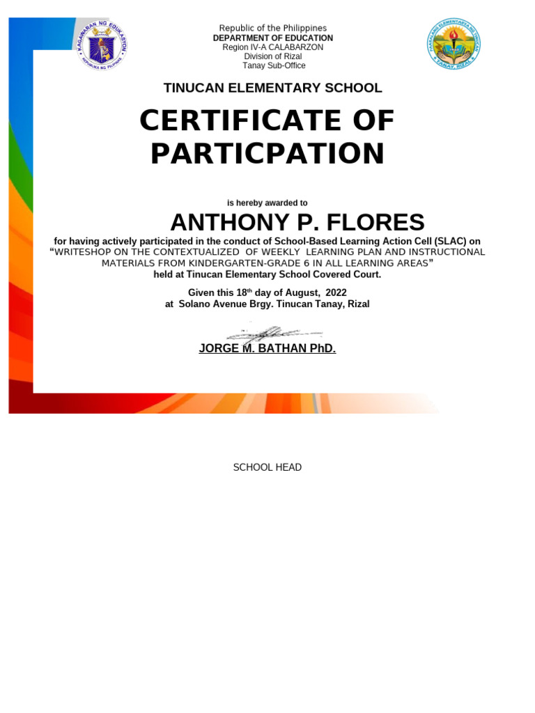 Certificate of Participation Lac | PDF