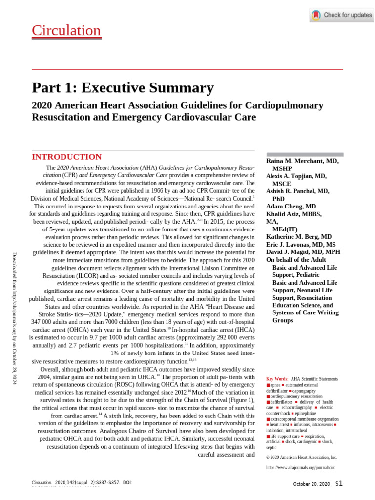 Aha 2020 | PDF | Cardiopulmonary Resuscitation | Cardiac Arrest
