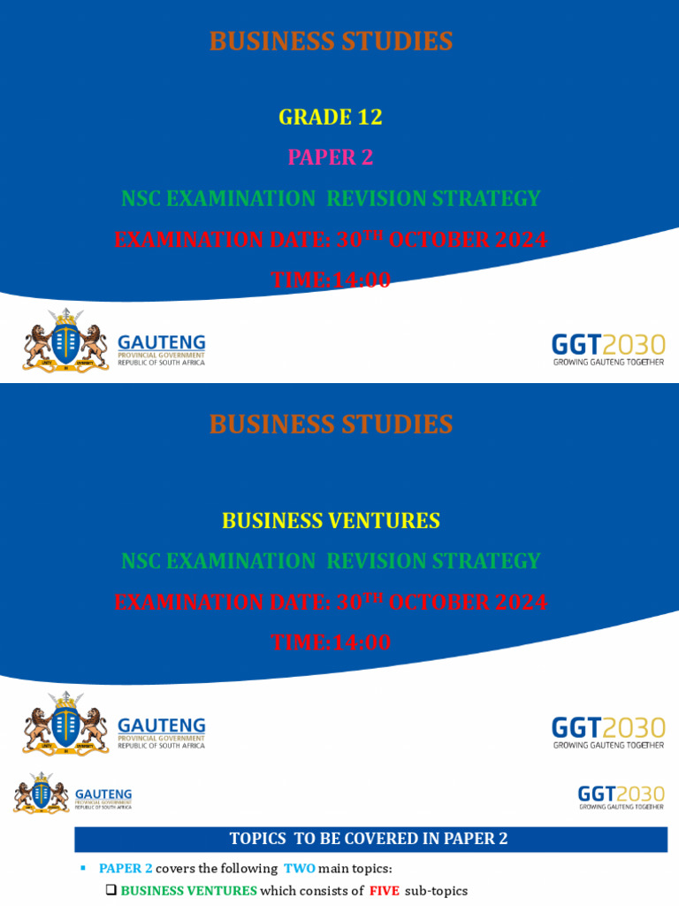 Business Studies Paper 2 Final Push Revision Strategy 2024 | PDF ...