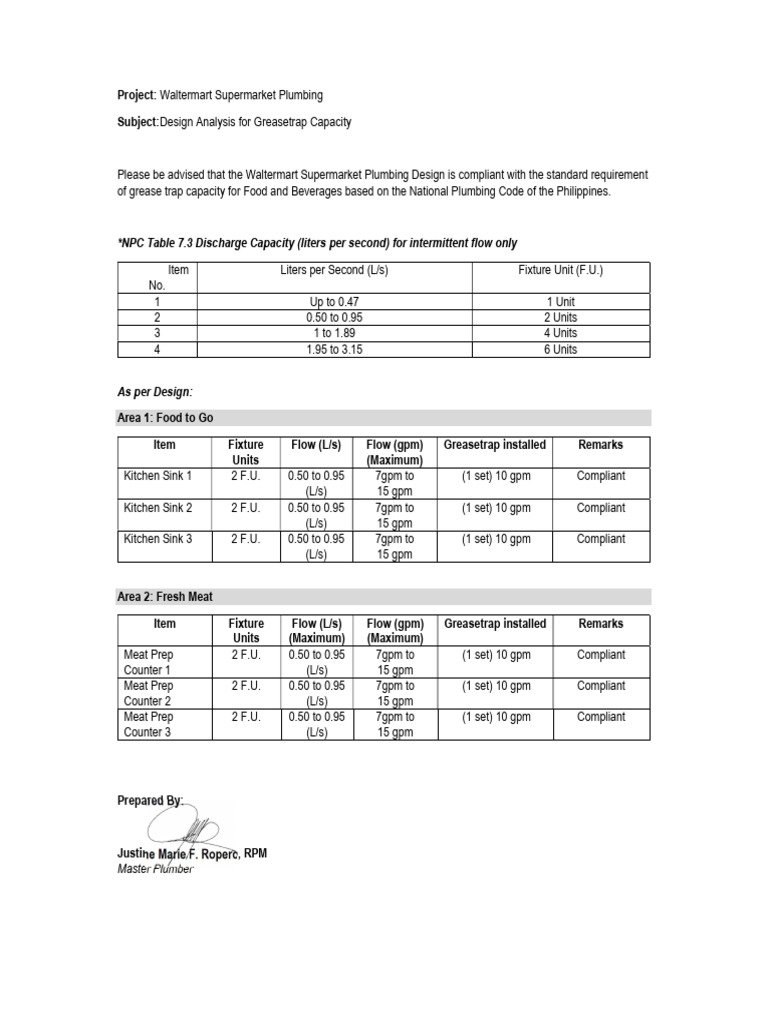 Plumbing Design Analysis Sample | PDF | Home & Garden | Science ...