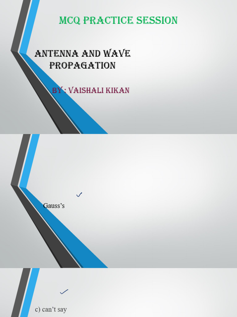 Antenna & Wave Propagation MCQs | PDF | Antenna (Radio) | Radio Propagation