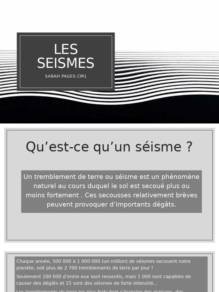 Les Seismes | PDF | Tremblements de terre | Physique appliquée et ...