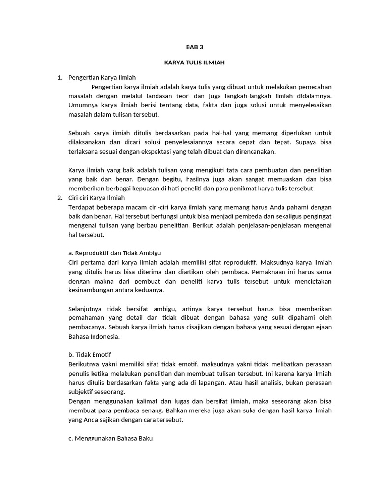 Materi Bab 3 Karya Tulis Ilmiah | PDF