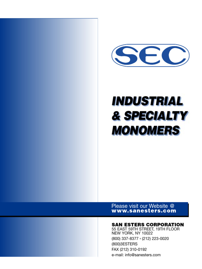 TG Monomer - San Esters Brochure | PDF | Polyurethane | Materials