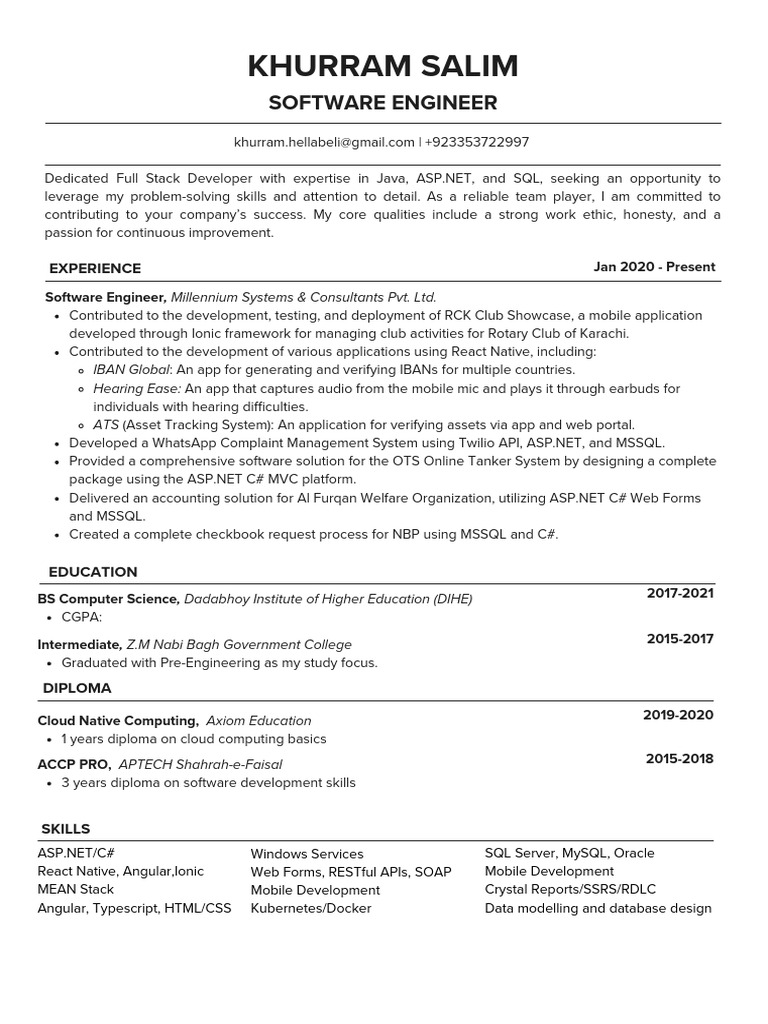 Full Stack Resume 2 | PDF | Microsoft Sql Server | Application Software