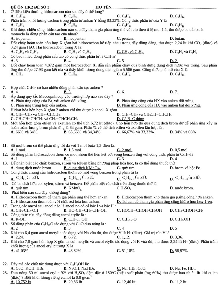 Ôn Hkii Đề 34 2022 2023 | PDF