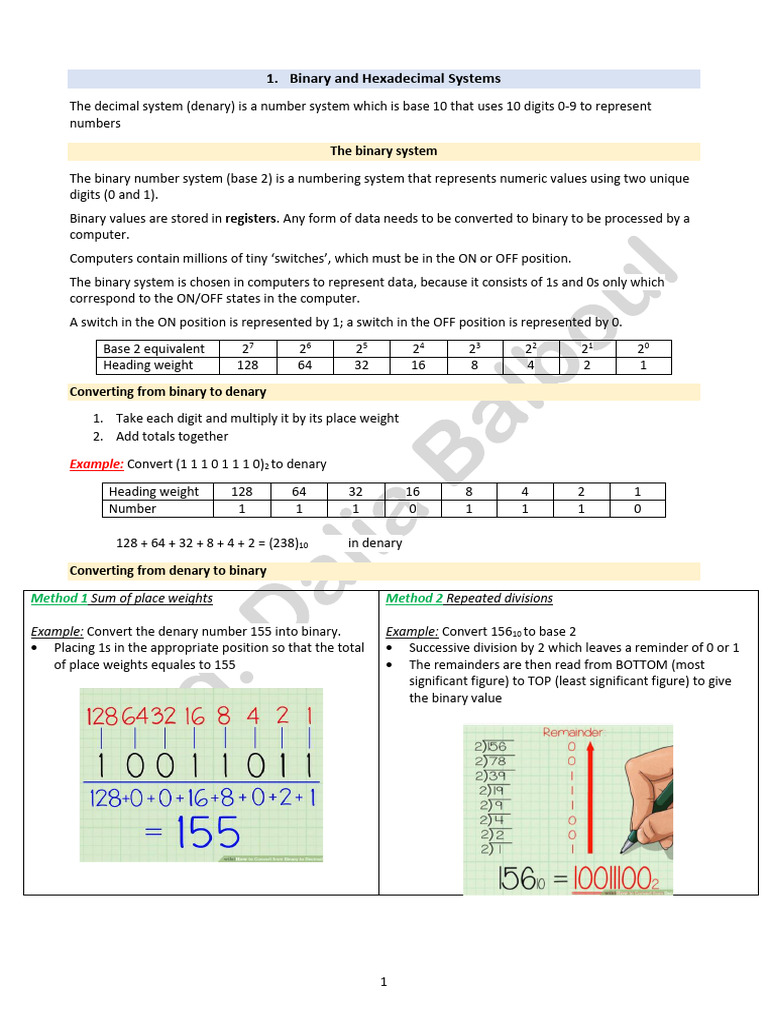1 Binary & Hexadecimal Systems J24 | PDF | Data Compression | Byte