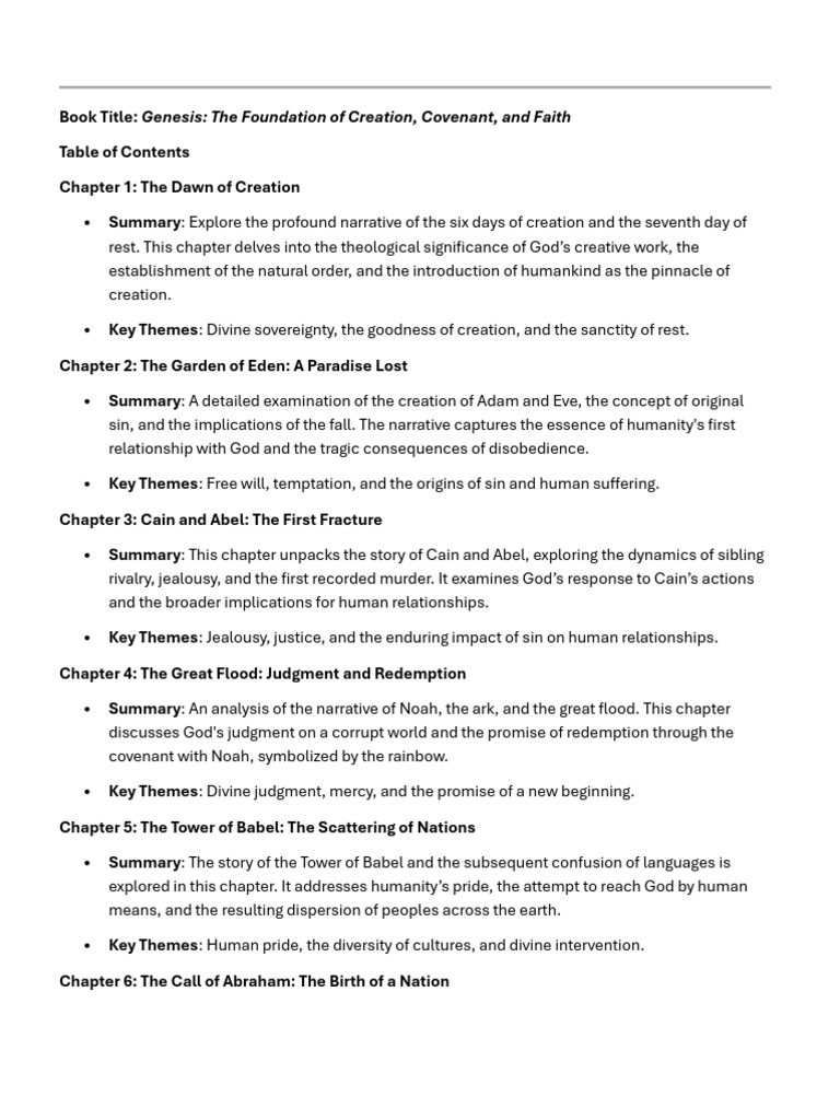 Story Within The Book of Genesis | PDF | Abraham | Genesis Creation ...