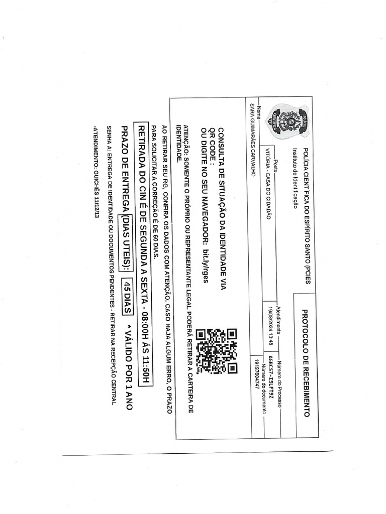 Protocolo de Solicitação CIN | PDF