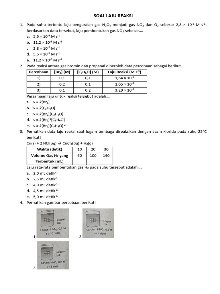 Soal Laju Reaksi | PDF | Sains & Matematika | Teknologi & Rekayasa