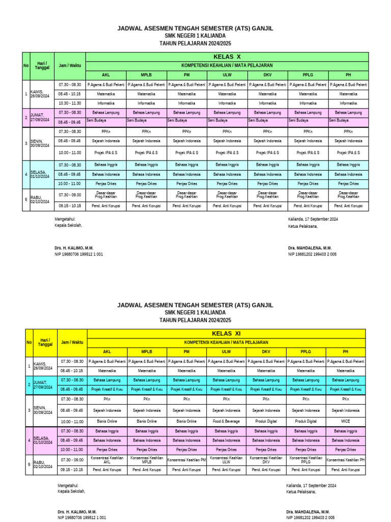 Jadwal ATS Ganjil 24-25 | PDF