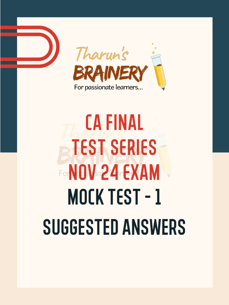 Mock Test 1 Suggested Answer | PDF | Value Added Tax | Taxes