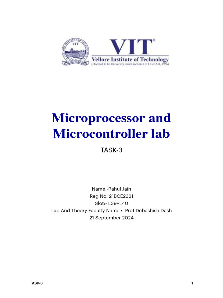 Microprocessor Lab Task Overview | PDF