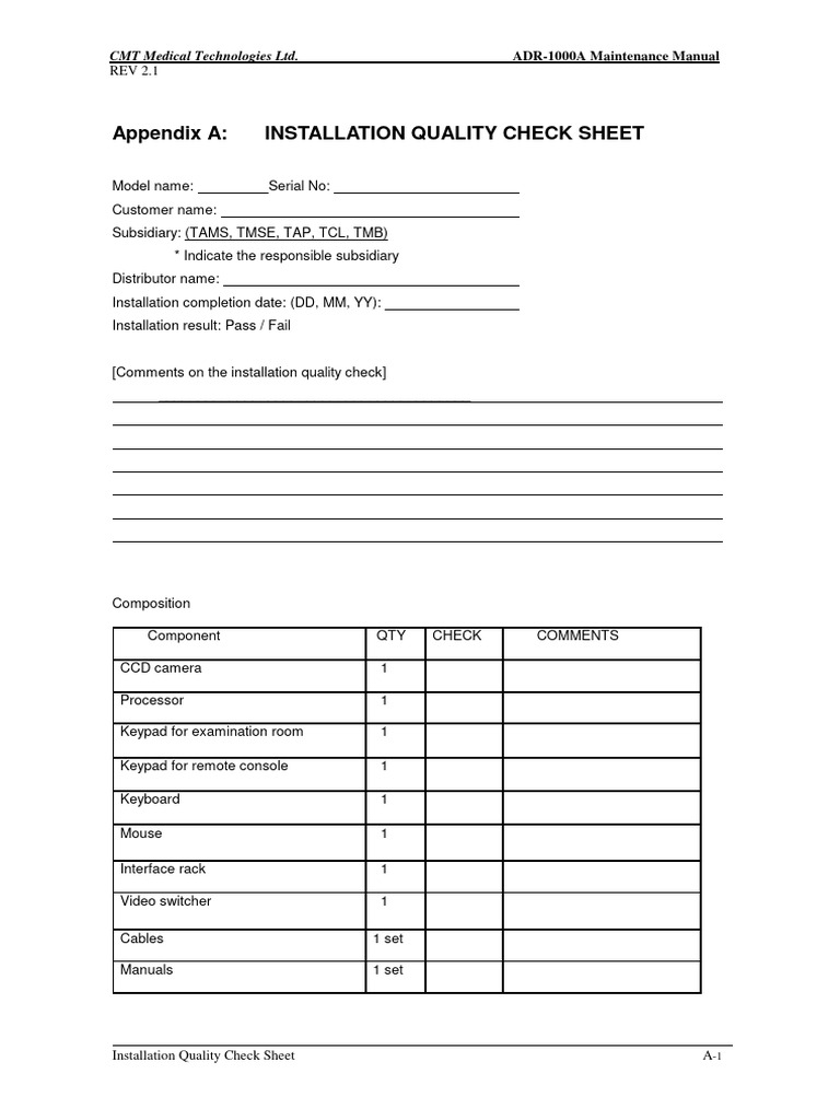 Appendix A - Installation Quality Check Sheet Rev2.1 | PDF | Voltage ...