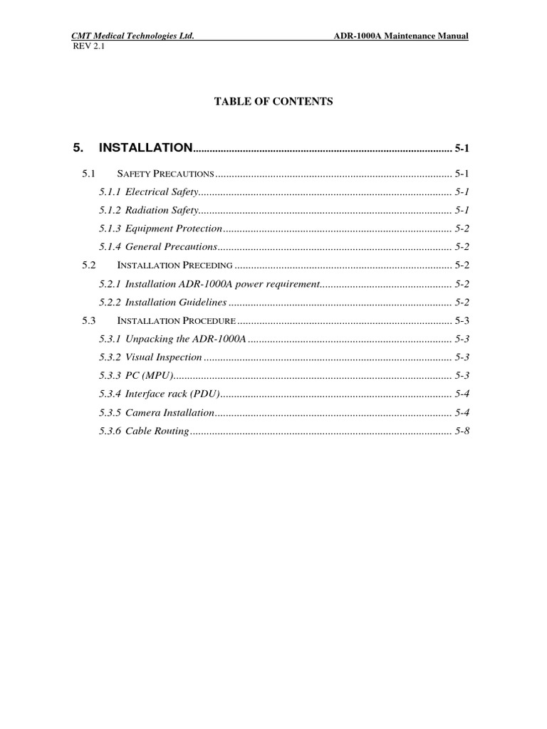 Chapter 5 - Installation Rev2.1 | PDF | Camera | Electrical Connector