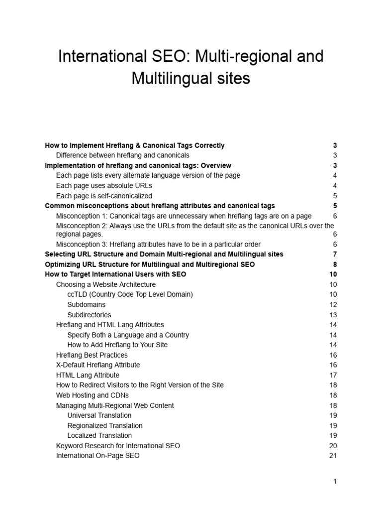 International SEO - Multi-Regional and Multilingual Sites | PDF ...