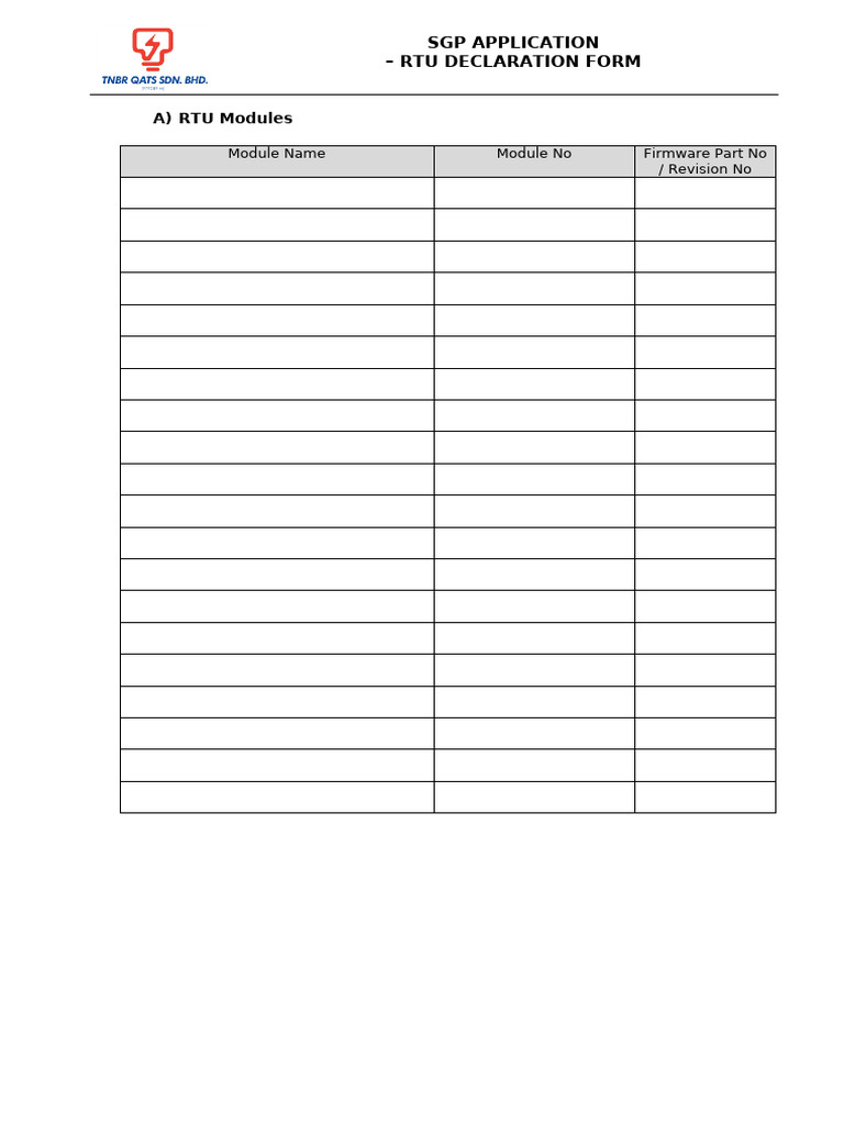 RTU Modules Declaration Form | PDF