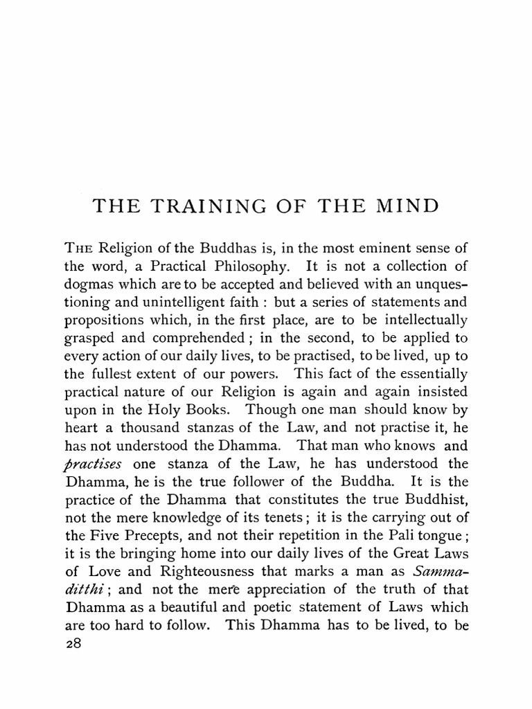 Mind Training in Buddhist Practice | PDF | Machines | Mind