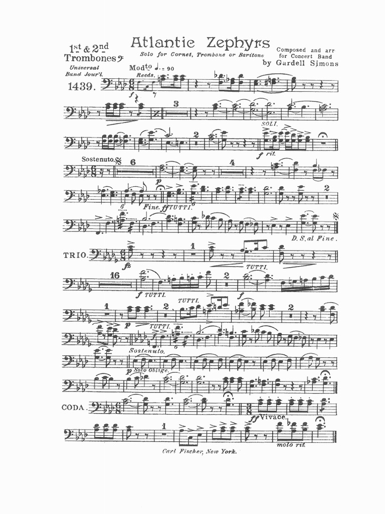 Atlantic Zephyrs - Trombones | PDF