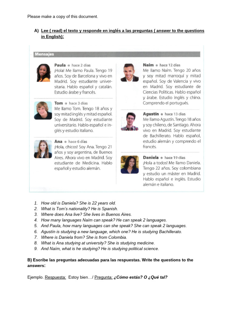 (Spanish) Me Presento - Lectura | PDF